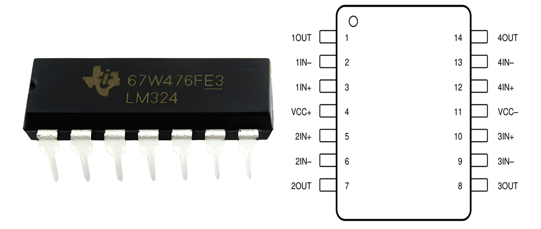 LM324 Op Amp Pinout, Features, Circuit and Equivalent - Kasuo