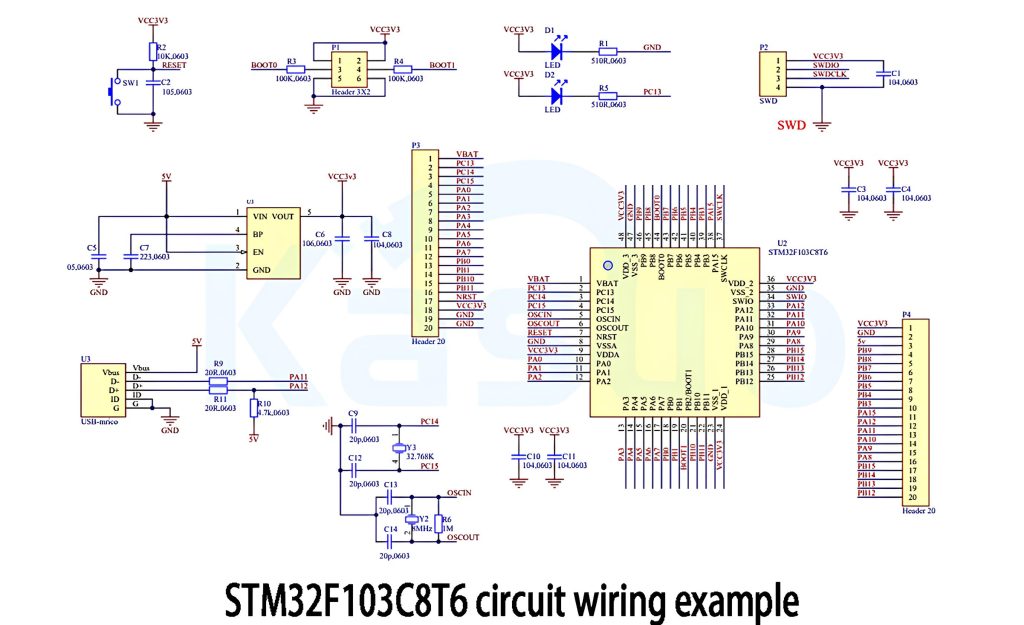STM32F103C8T6 datasheet, pinout & VS STM32F103C6T6 - Kasuo