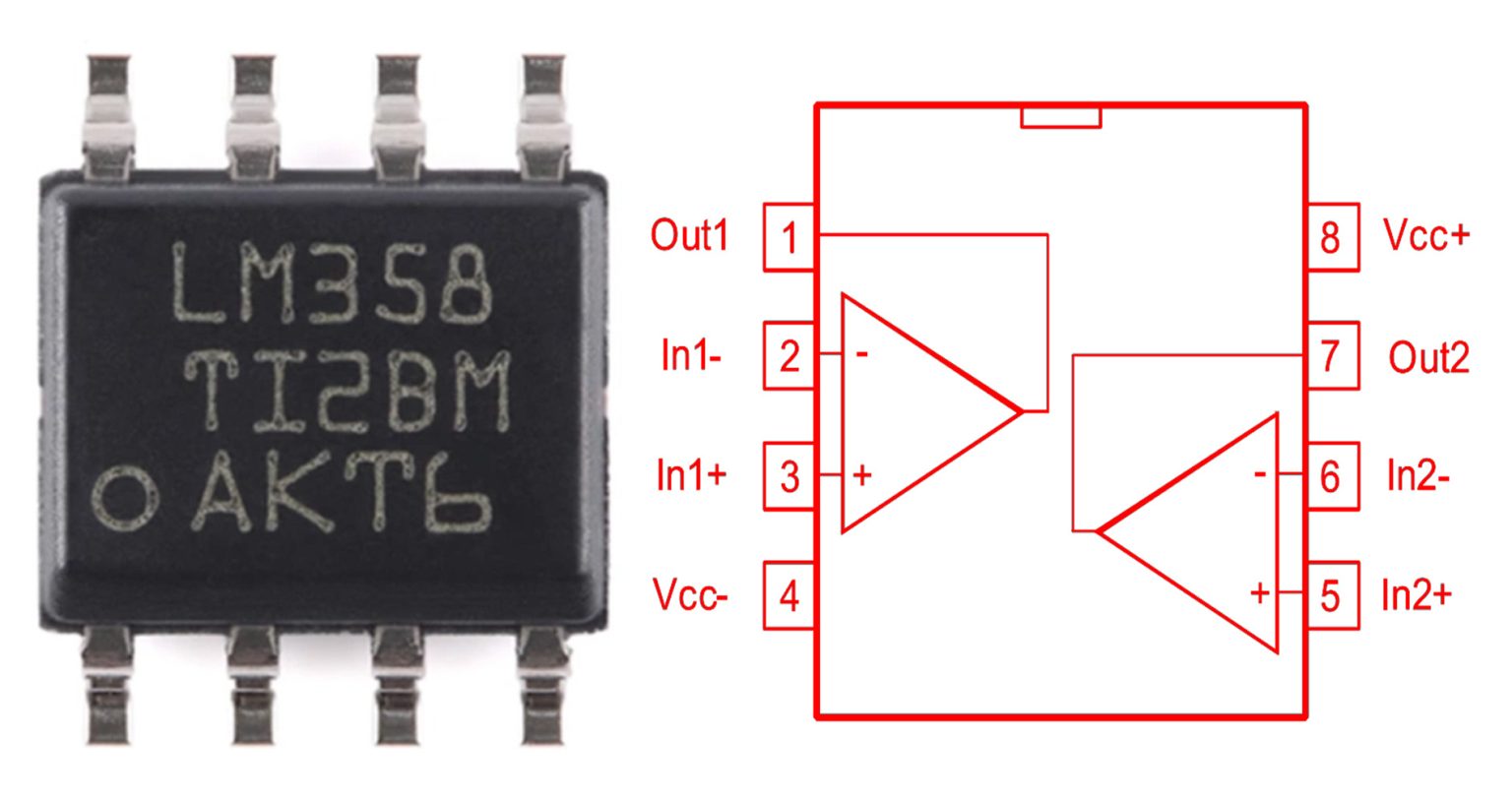 LM358 Op Amp Pinout, Circuit and Equivalent - Kasuo